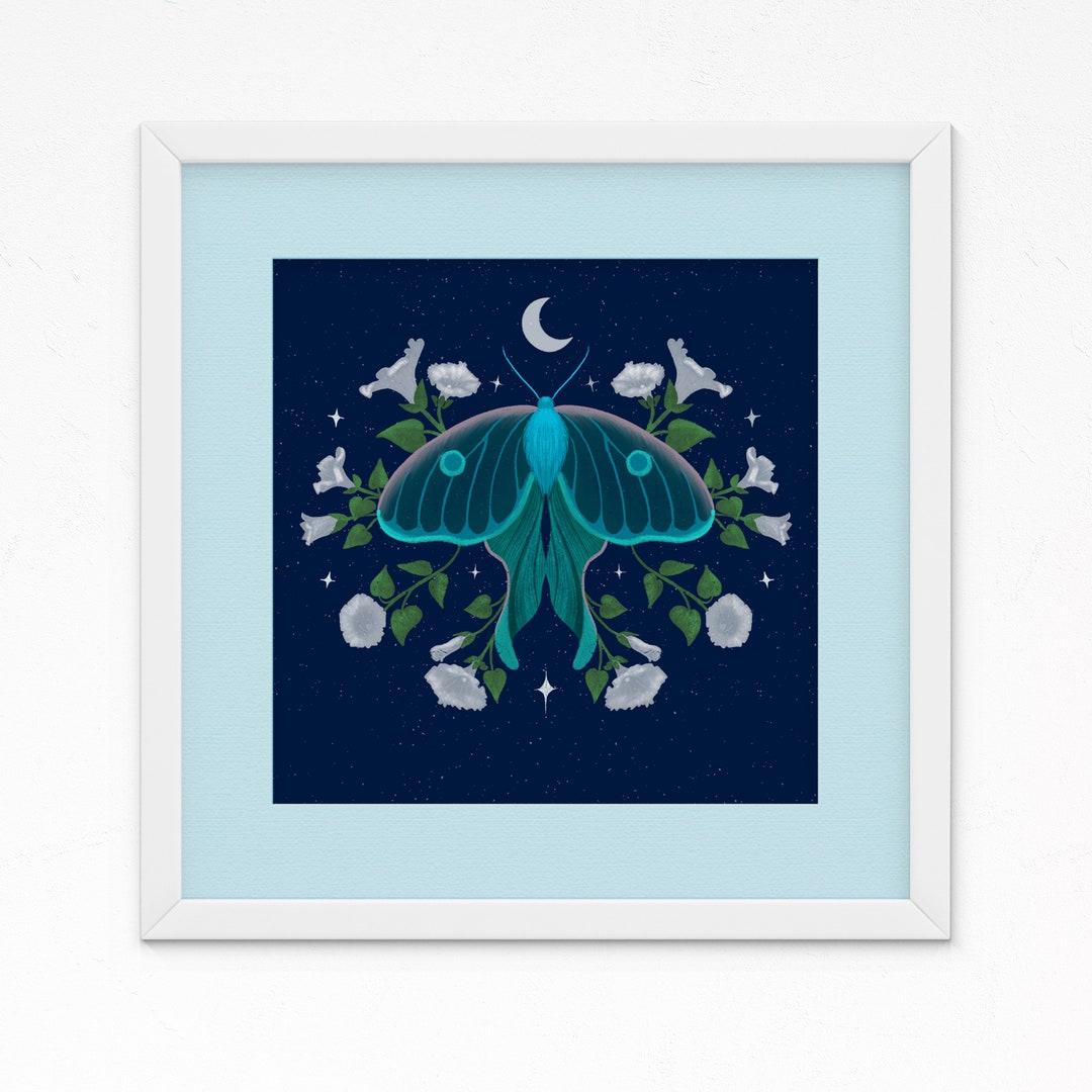Magical Moth and Moonflower Art Print Digital Download to Print at Home ...
