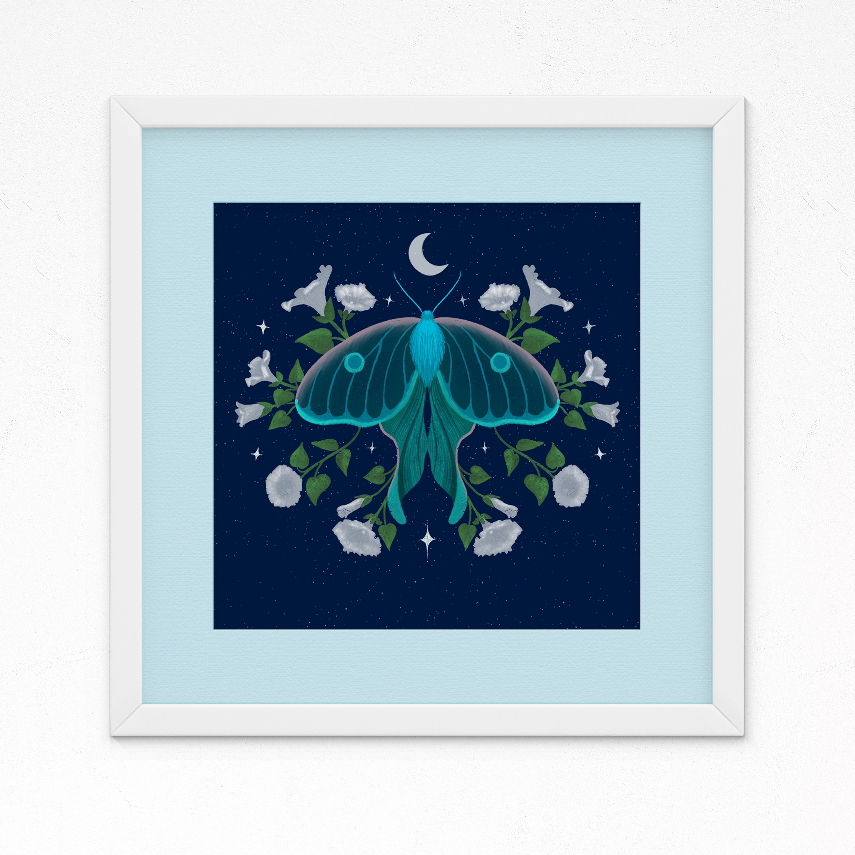 Magical Moth and Moonflower Art Print Digital Download to Print at Home ...