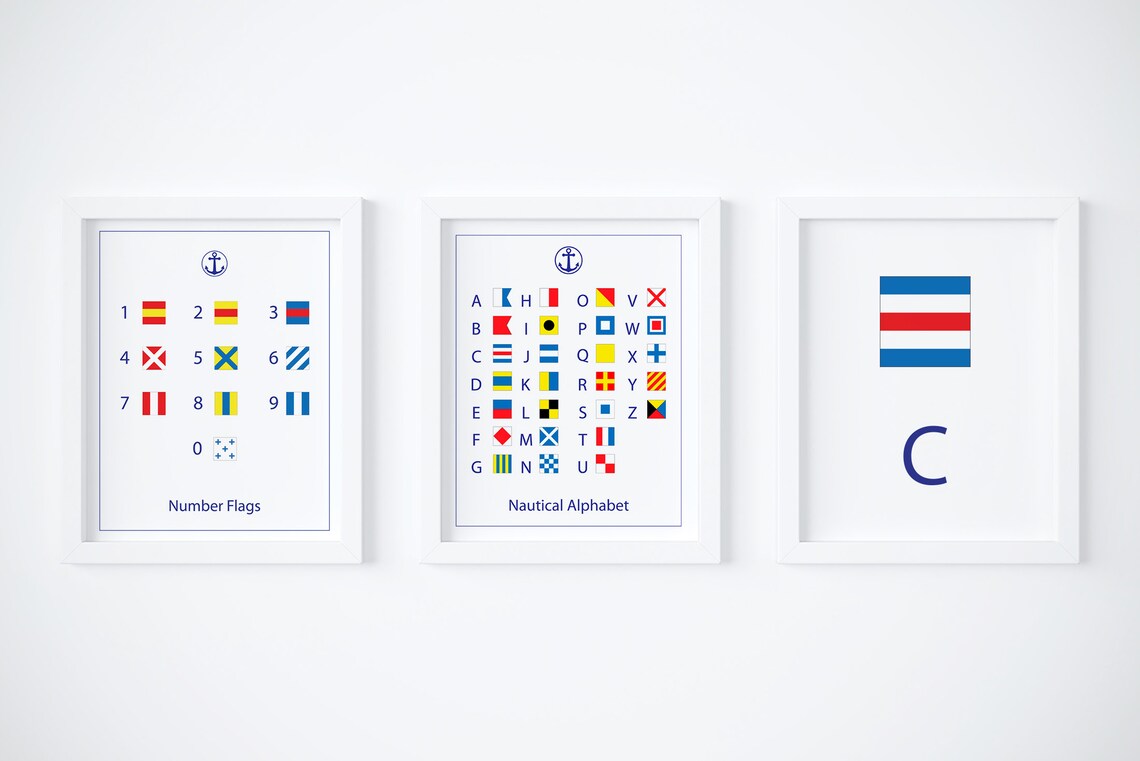 Nautical Flag Numbers Nursery Printable, Nautical Flags, Nautical ...