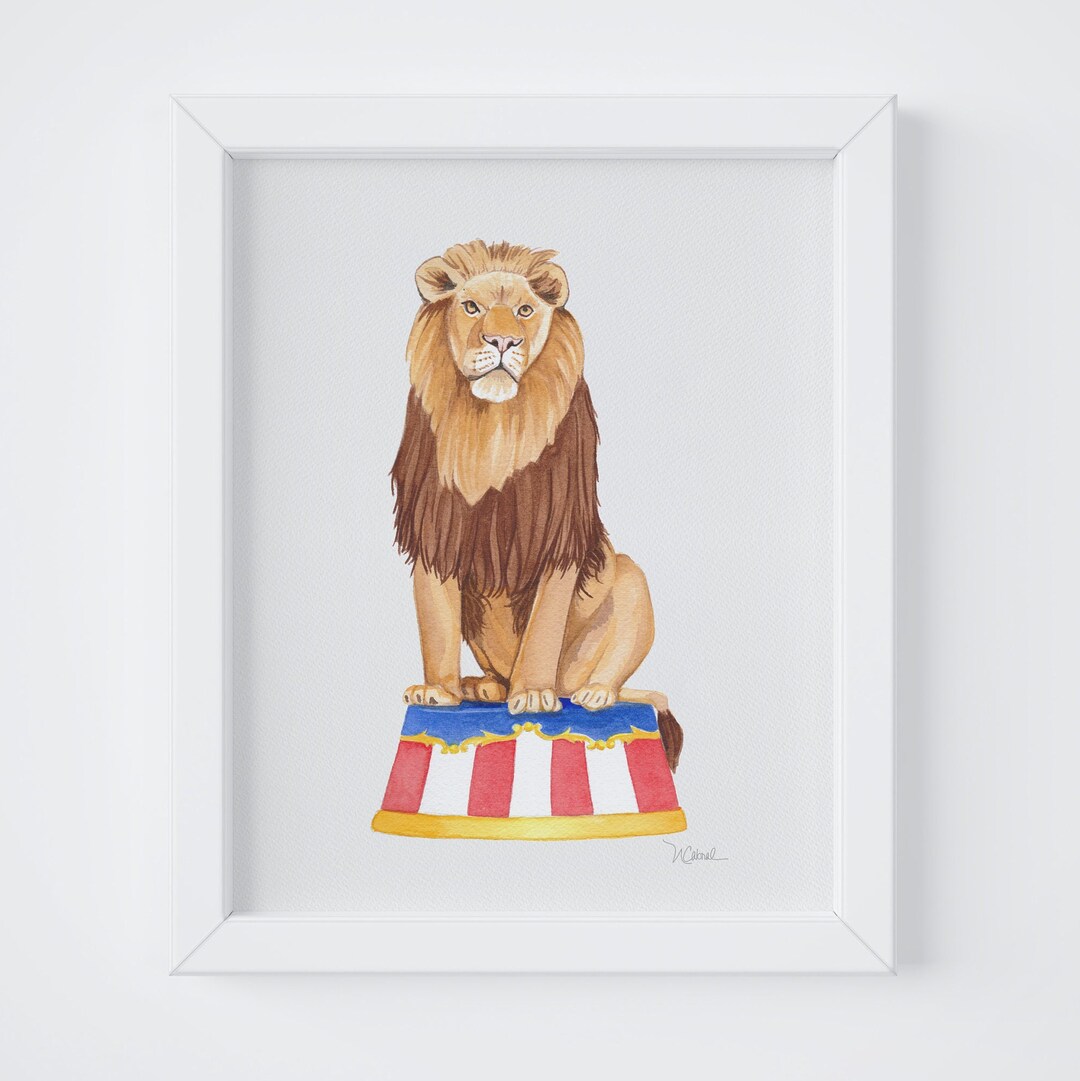 Circus Lion Illustration is a Digital Download Art Print for Nursery ...