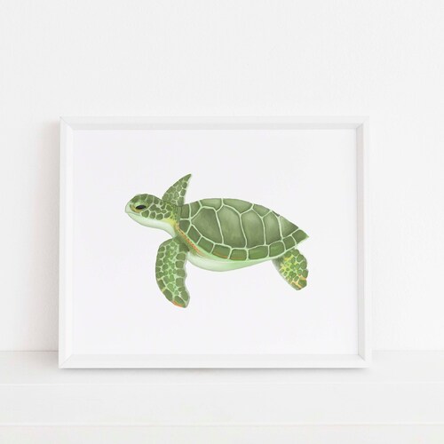 Sea Turtle Art Printable Coastal Decor Nursery Art Print - Etsy