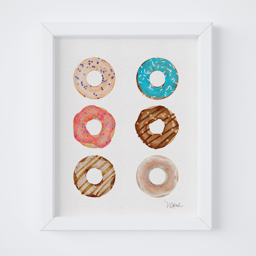 Donuts Watercolor Art Print Digital Download to Print at Home - Etsy