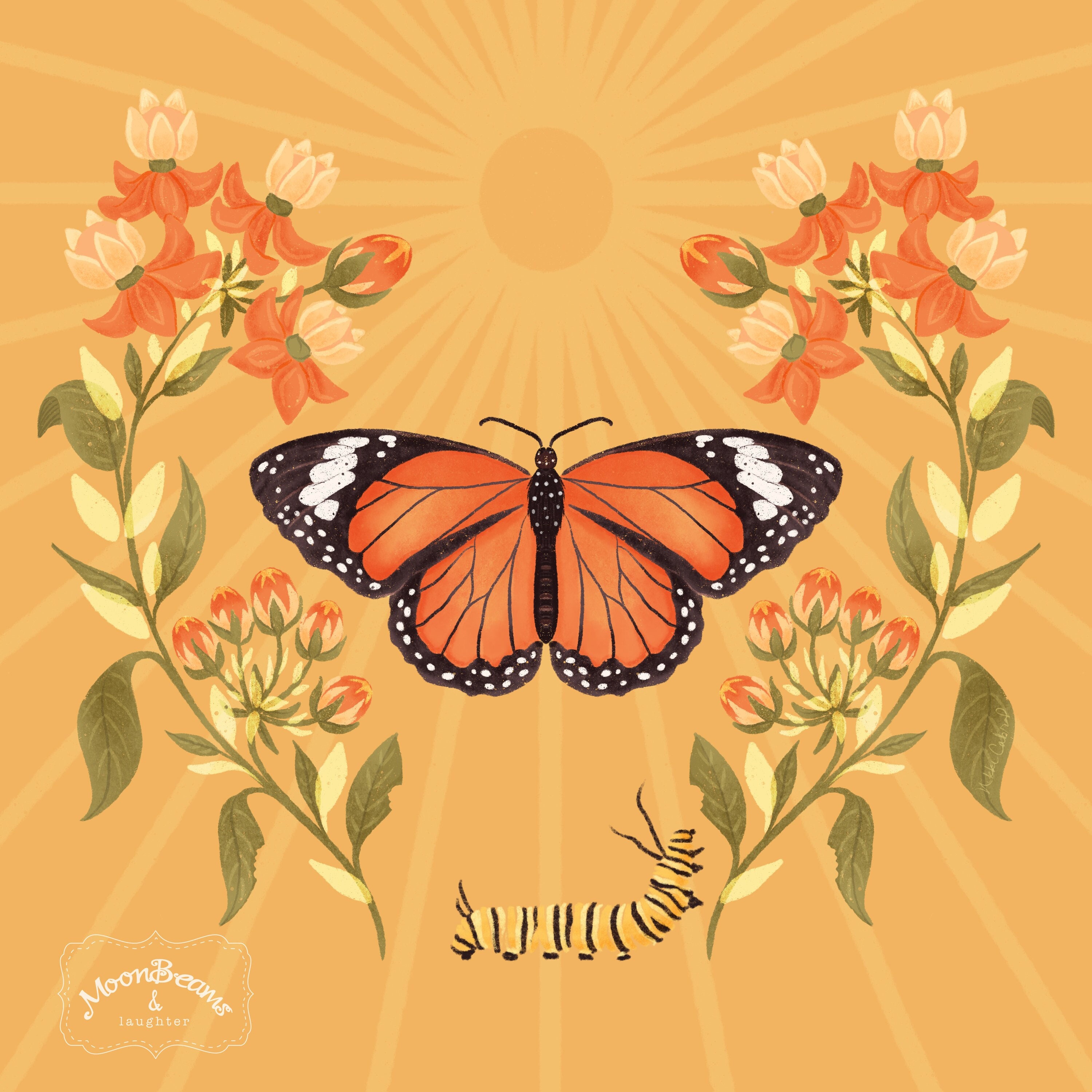 Monarch Butterfly and Milkweed Illustration -digital Download, Art ...