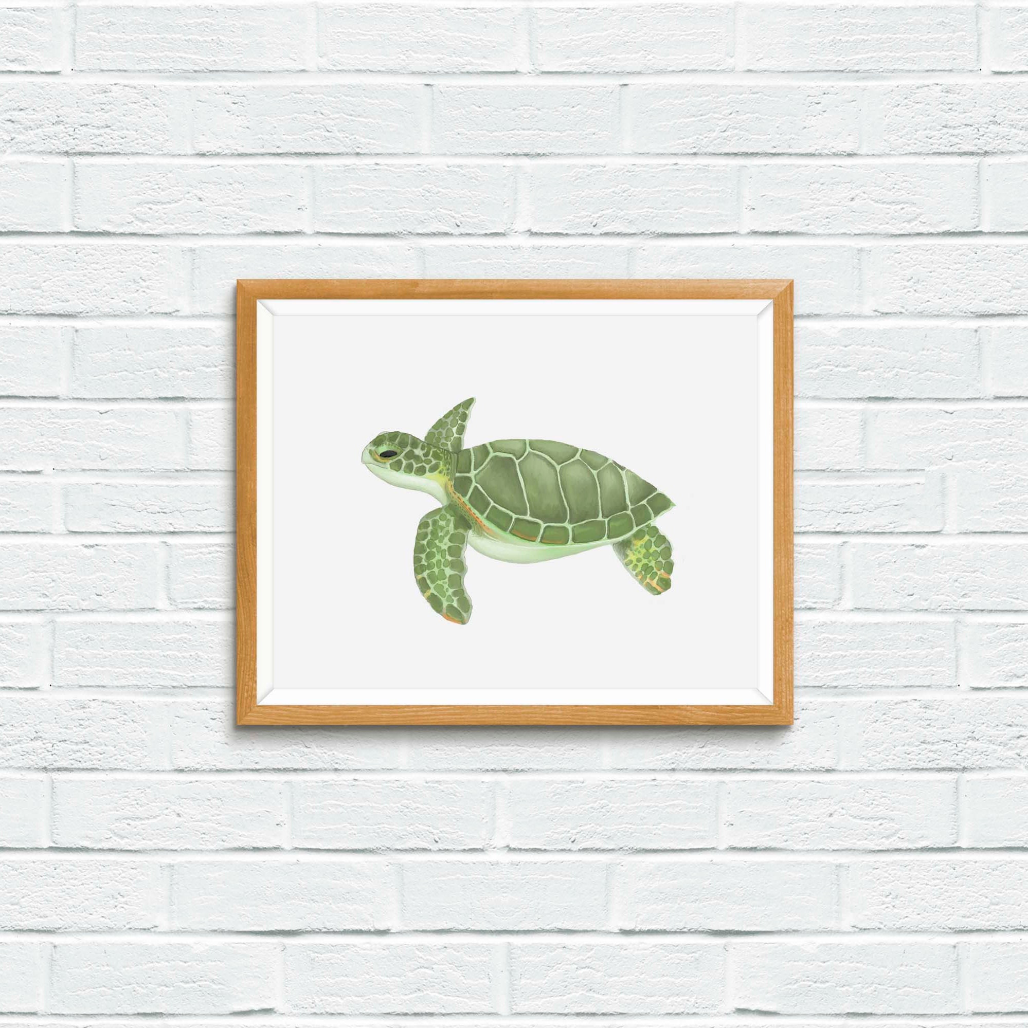 Sea Turtle Art Printable - Coastal Decor, Nursery Art Print, Kid's Room ...