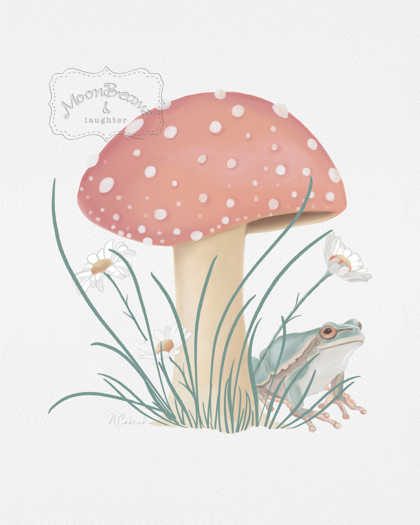 Toadstool and Frog Nursery Art Printable Illustration - Etsy