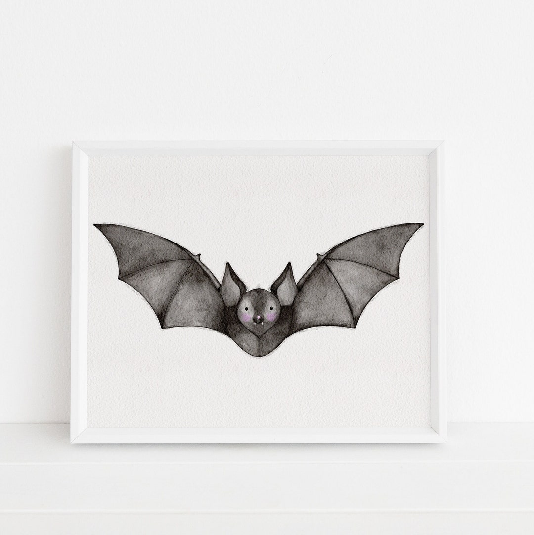 Little Bat Watercolor Art Print Digital Download to Print at Home - Etsy