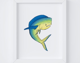 Angry Mahi Fish Sticker Vinyl Saltwater Ocean Fishing Decal - Etsy
