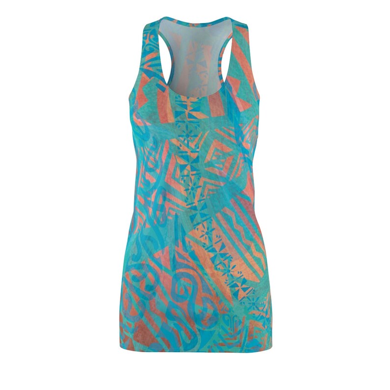 Samoan Pacific Tapa Design Beautiful Ocean Blue Womens Cut & - Etsy