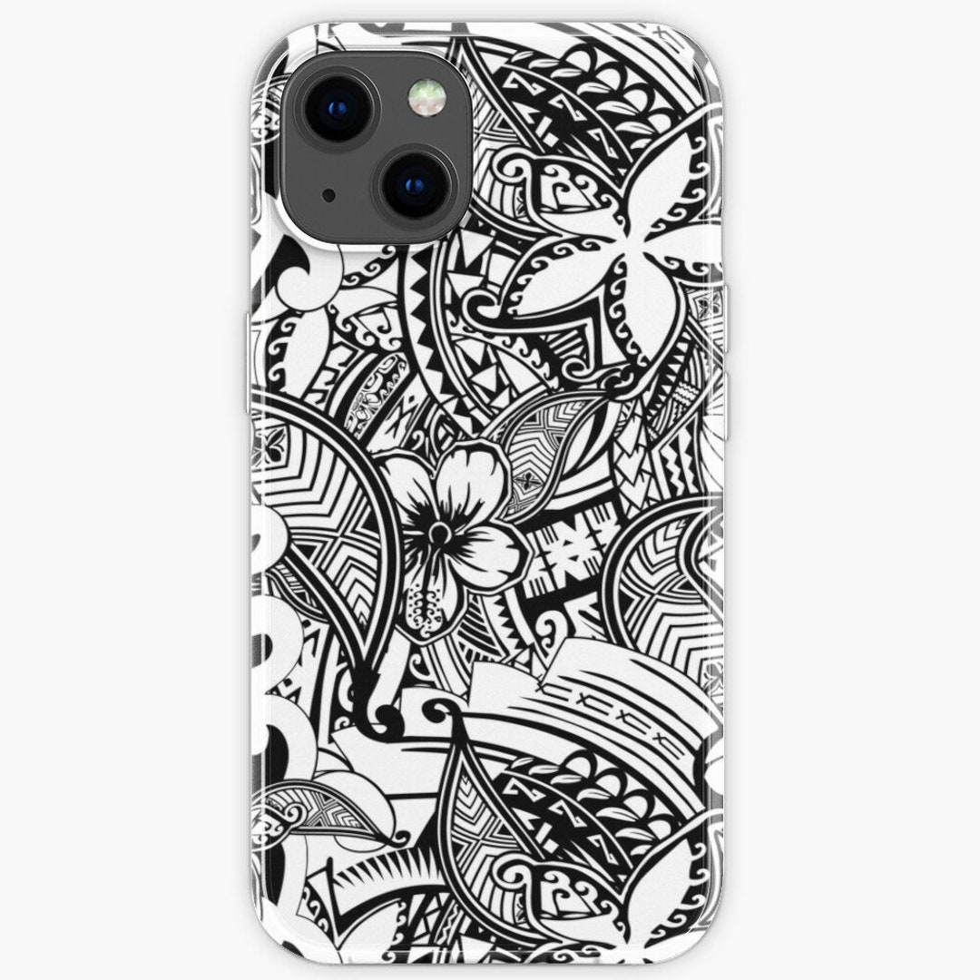 IPhone 13 Case Hawaiian Samoan Polynesian Tribal Black and White Flexi ...