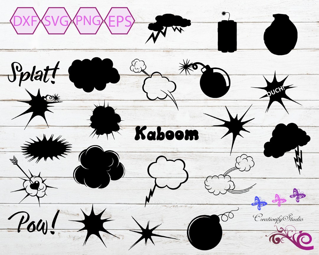Kaboom Comic SVG, POW Splat, Cartoon Boom, Kaboom Silhouette, Explode ...