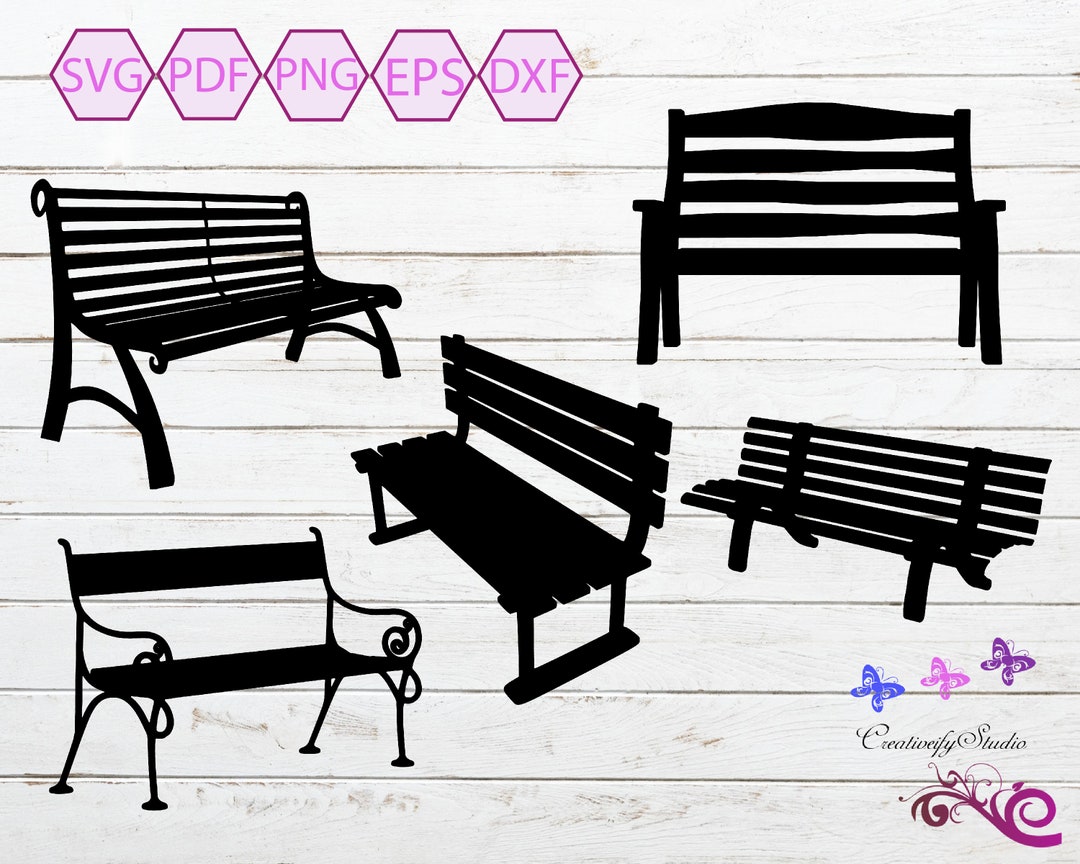 Benches SVG, Park Benches, Bench Clipart, Bench Bundle, Furniture Bench ...