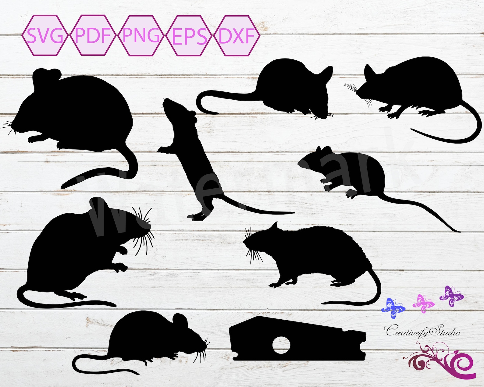 Mouse SVG Silhouette Clipart Mice Vector Decal Rodent SVG - Etsy