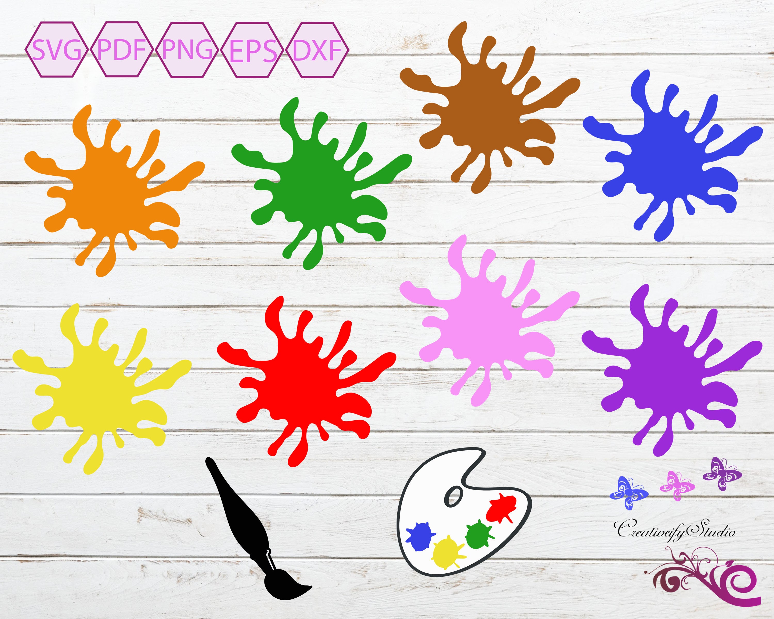 Paint Splatter SVG Paint Brush Paint Splats SVG Ink | Etsy