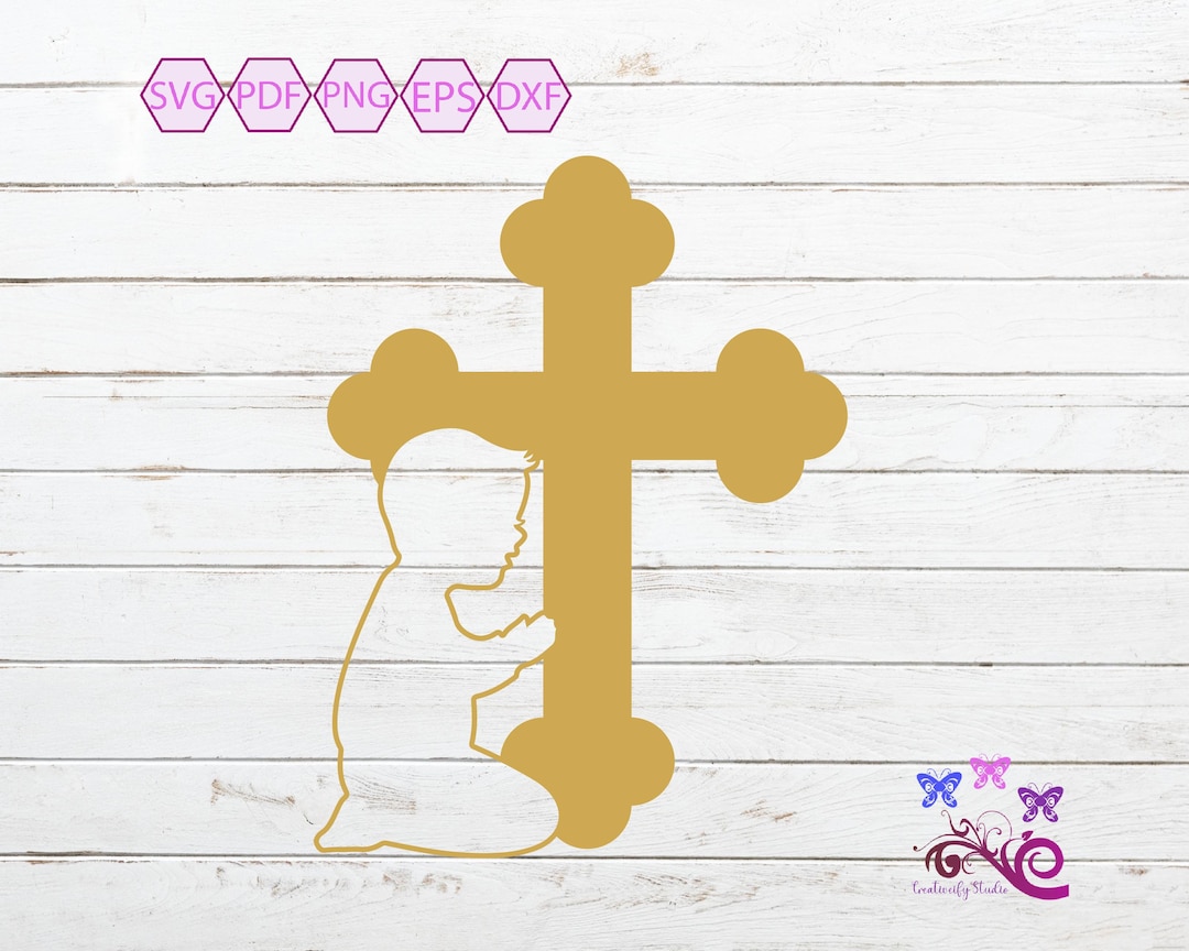 Cross With Praying Boy SVG, Cross Decal, Kids Praying, Baptism ...
