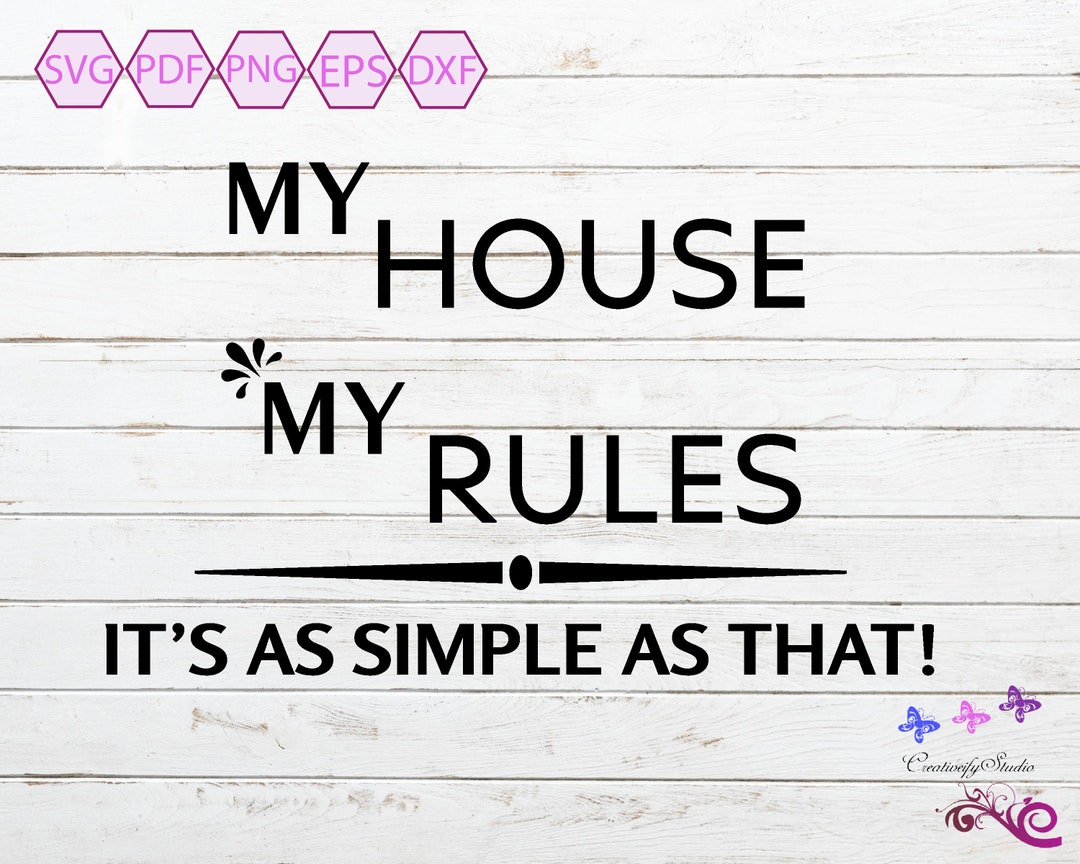 House Rules SVG, My House, My Rules, Kitchen Saying, Wall Art, Mug ...