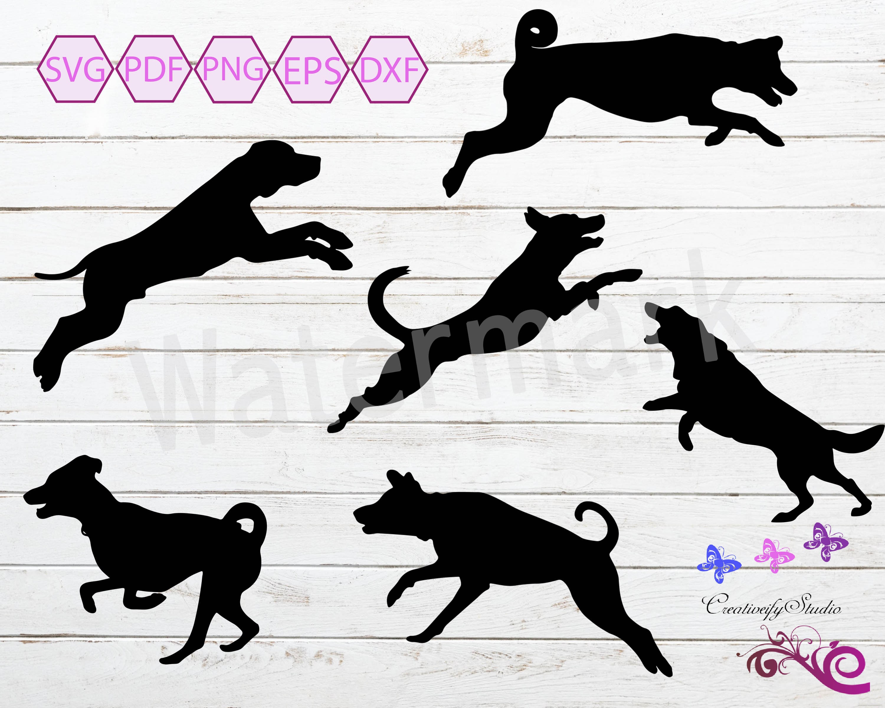 Jumping Dogs SVG Clipart, Dog Images, Dog Iron On, Puppy Vector ...