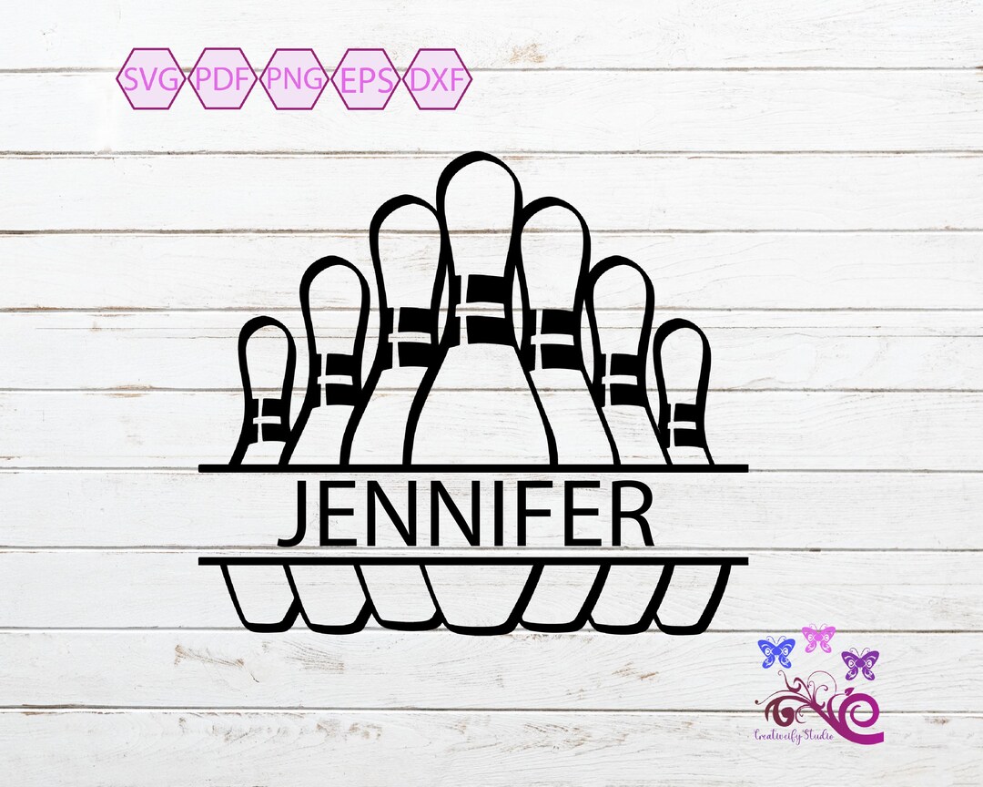 Bowling Pin Monogram SVG Cut File, Bowling Monogram Vector, Bowling ...