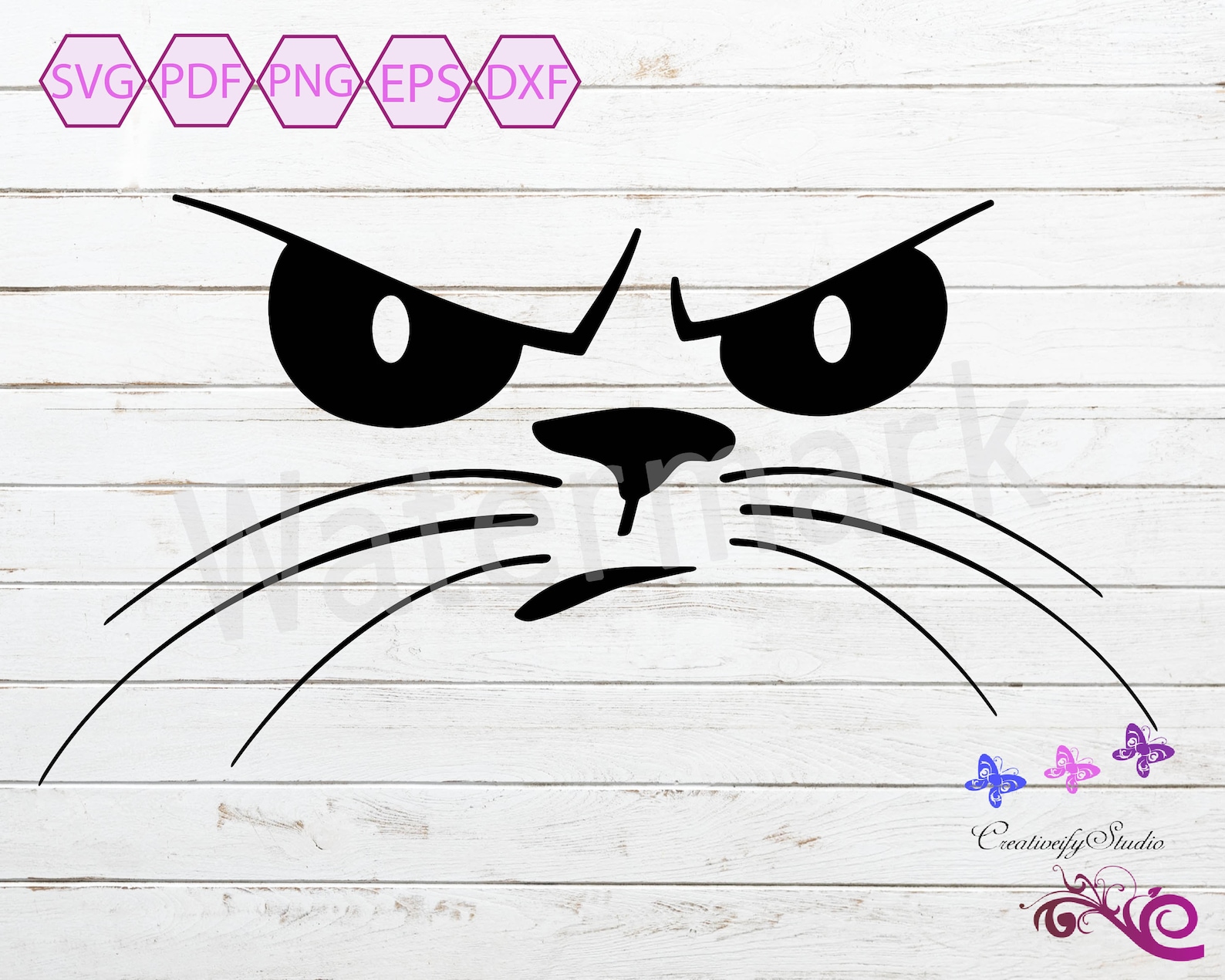 Angry Cat Face SVG Mad Cat Cat Whiskers Cat Cut File Cat - Etsy Canada
