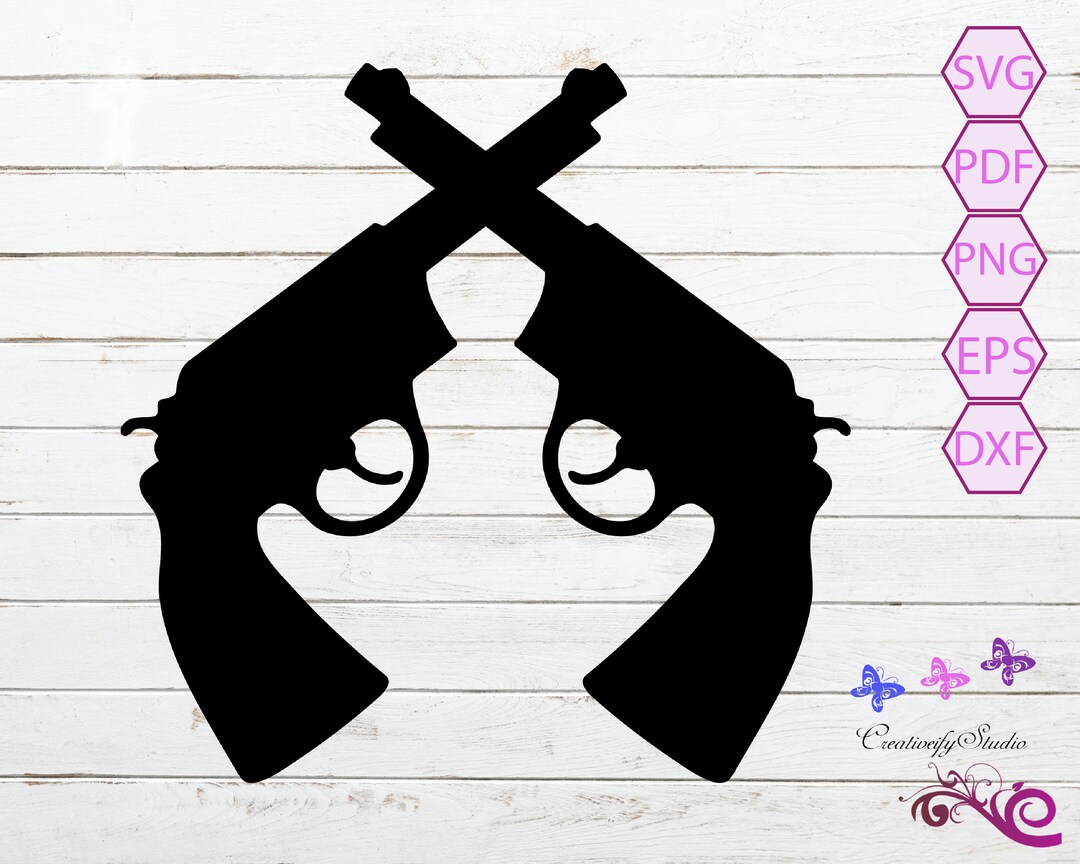 Crossed Pistols SVG, Handgun Clipart, Firearm Image, Crossed Guns ...