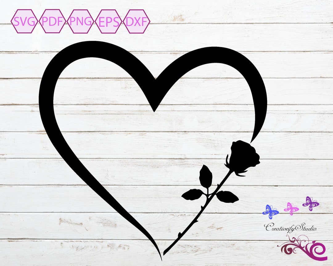 Heart With Rose SVG, Heart Image, Valentine's Day, Mug Image, Tshirt ...