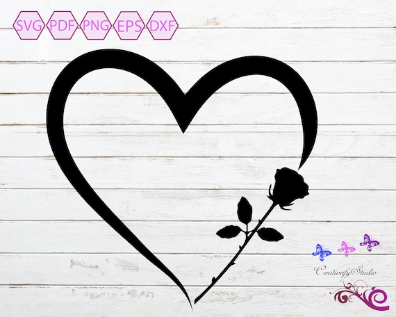 Heart With Rose SVG Heart Image Valentine's Day Mug | Etsy