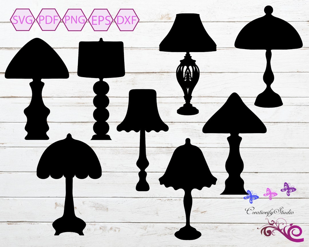 Lamps SVG, Lamp Bundle, Table Lamp, Lamp Template, Lamp Silhouette ...