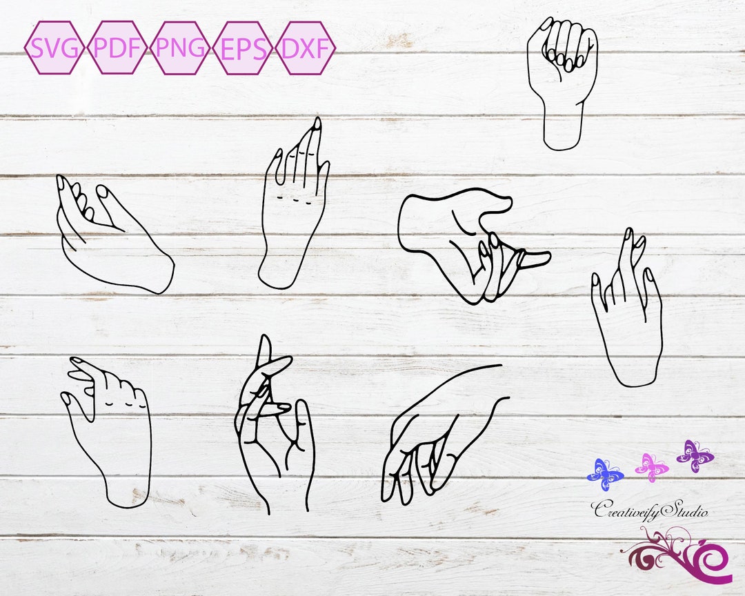 Hand Clipart SVG, Silhouette Hand Images, Hands Bundle, Hands Decal ...