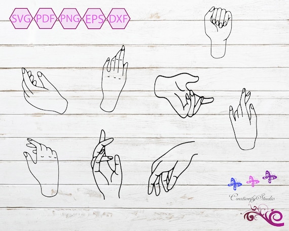 Hand Clipart SVG Silhouette Hand Images Hands Bundle Hands - Etsy