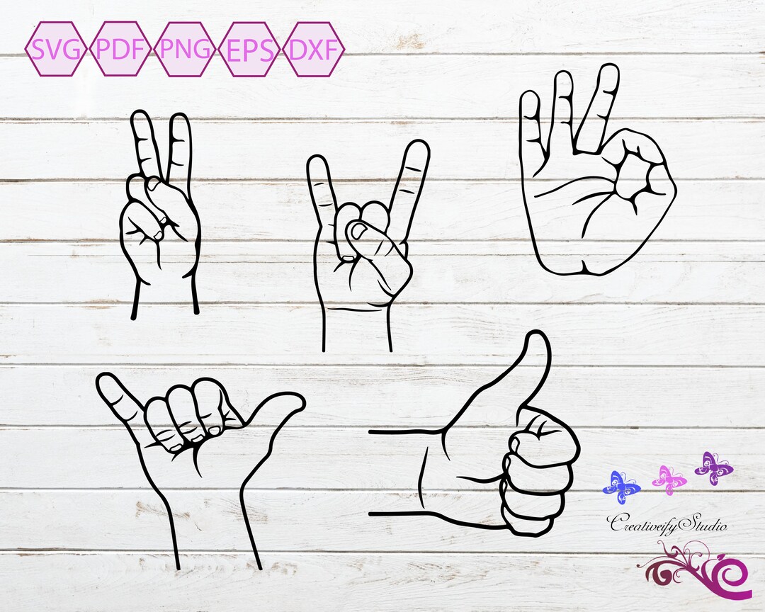 Hand Signs SVG, A Okay SVG, Shaka Sign, Hang Loose, Rock Hand Sign ...