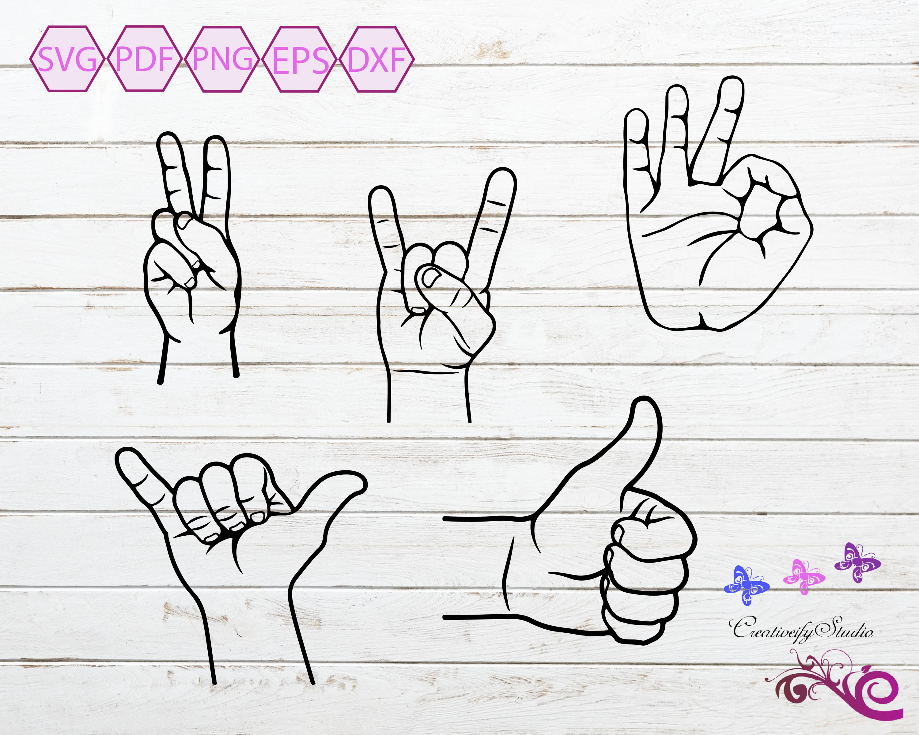 Hand Signs SVG A Okay SVG Shaka Sign Hang Loose Rock Hand - Etsy Canada