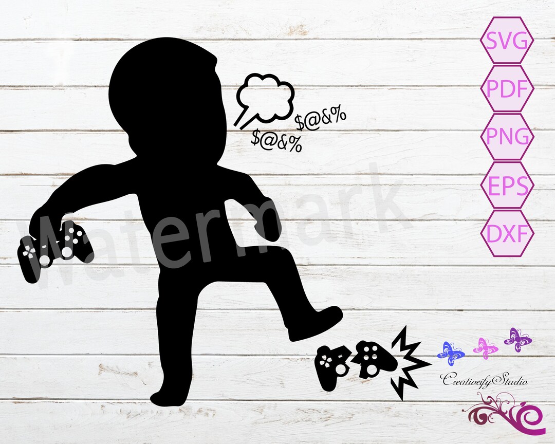 Angry Gamer SVG, Gaming System, Gamer Clipart, Flying Game Controller ...