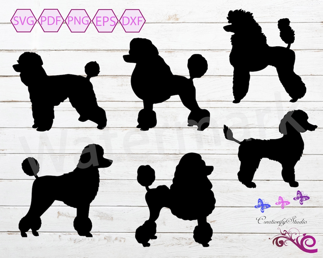 Poodle SVG Silhouette Clipart, Dog Lover Clipart, Dog Breed, Dog Vector ...