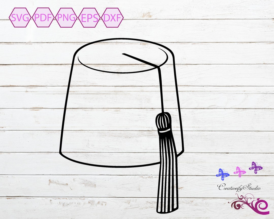 Fez Hat SVG, Tarboosh Image, Headdress Clipart, Hat With Tassels, Head ...