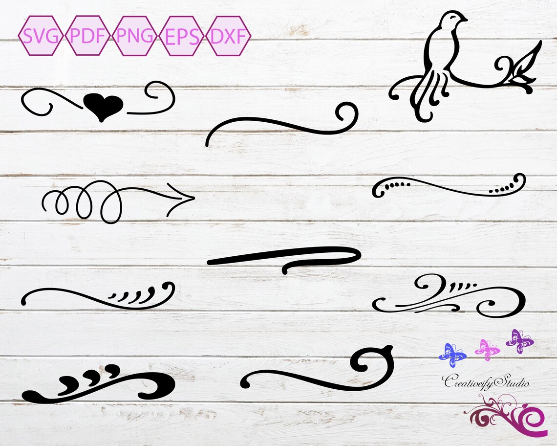 Text Tails SVG, Divider Lines SVG, Curved Lines, Decorative Lines ...