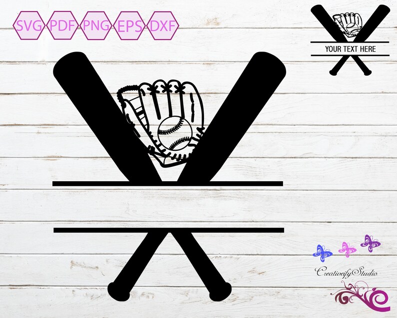 Baseball Split Monogram SVG Baseball Glove Baseball SVG - Etsy