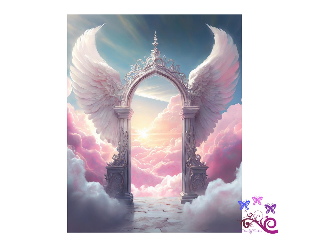 In Loving Memory Memorial Image PNG, Arch With Wings, Heavenly ...