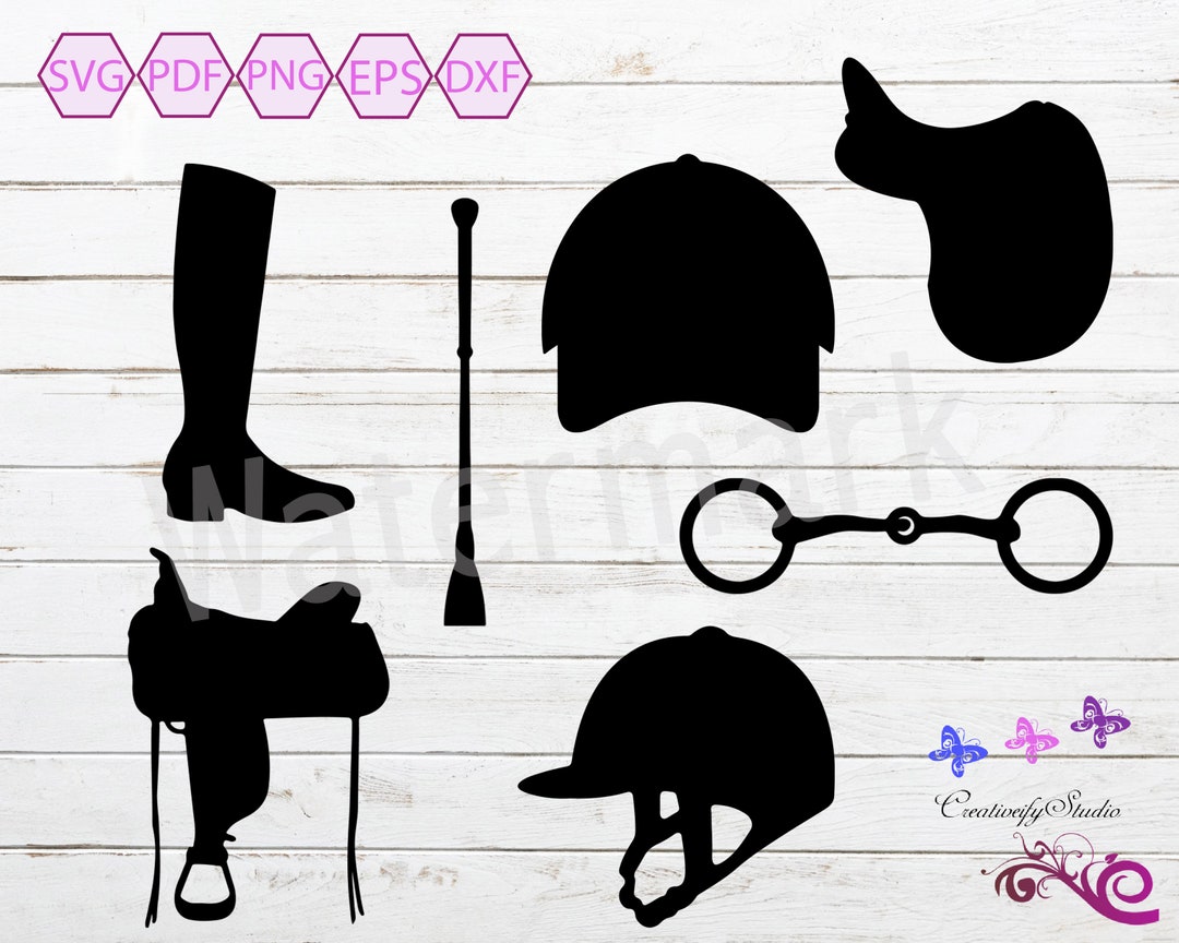 Equestrian SVG Clipart, Horseback Riding, Horse Saddle, Riding Boots ...