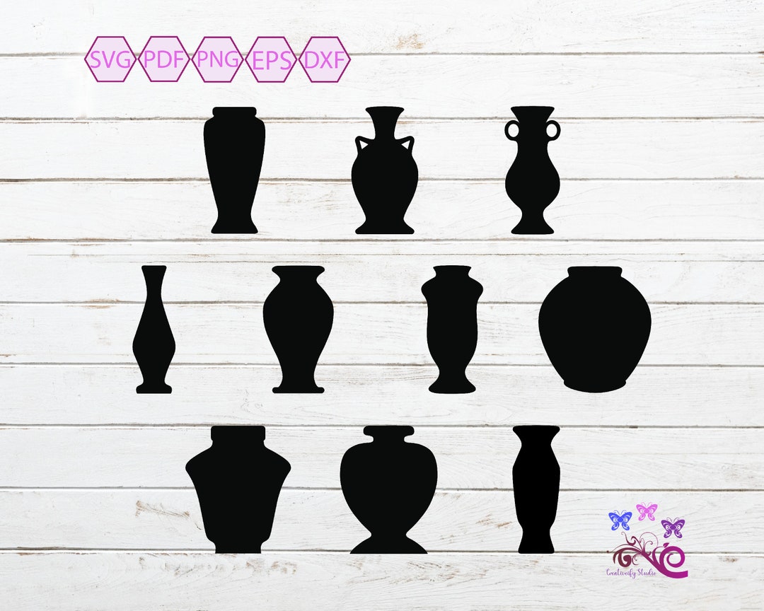 Vases SVG, Vase Bundle, Ceramic Vase, Vase Silhouette, Flower Vase ...