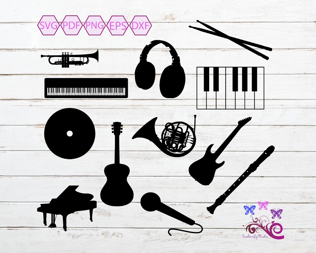 Musical Instruments SVG, Music Bundle, Music Clipart, Record Guitar ...