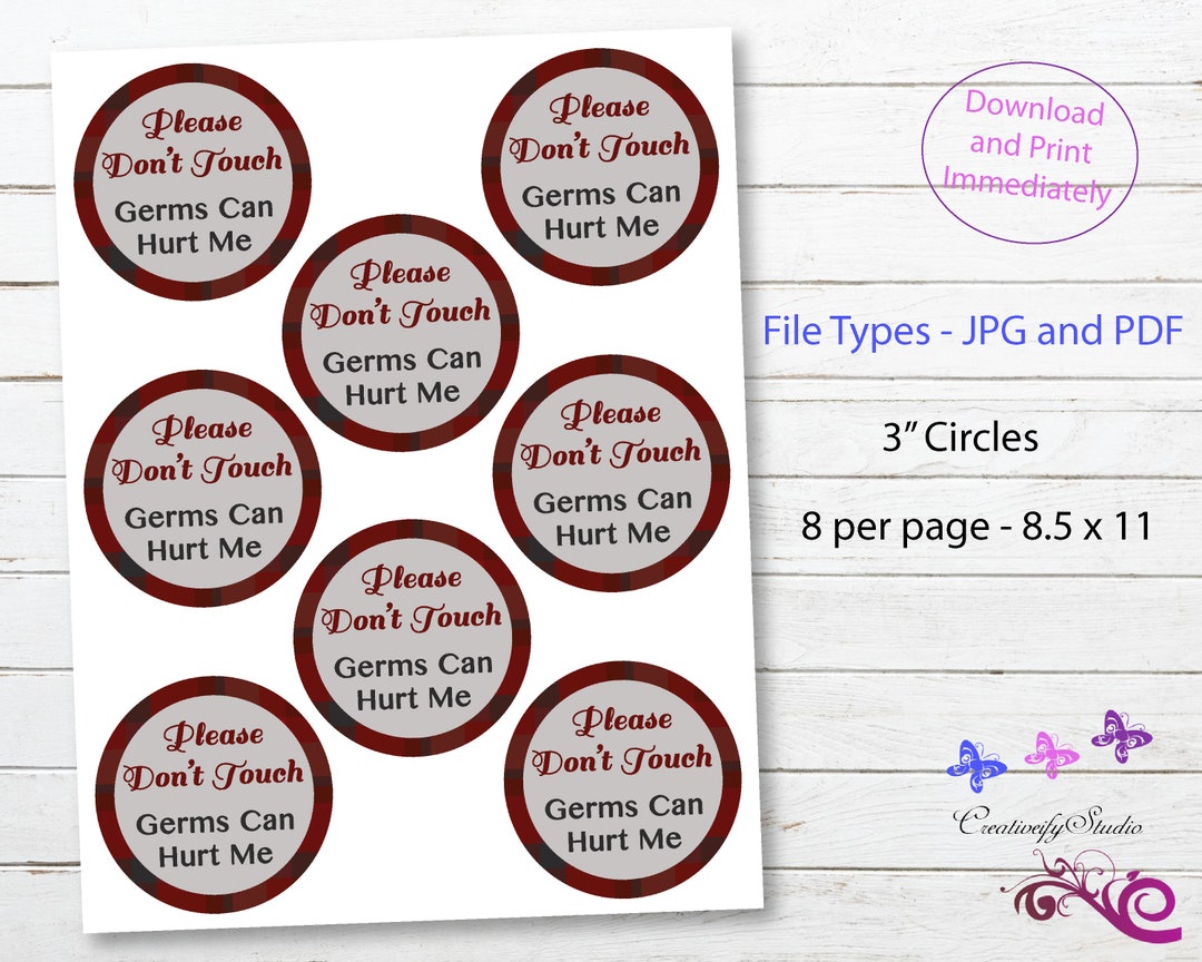 Germ Stickers, Please Don't Touch, Germs Are Bad, Bacteria Virus ...