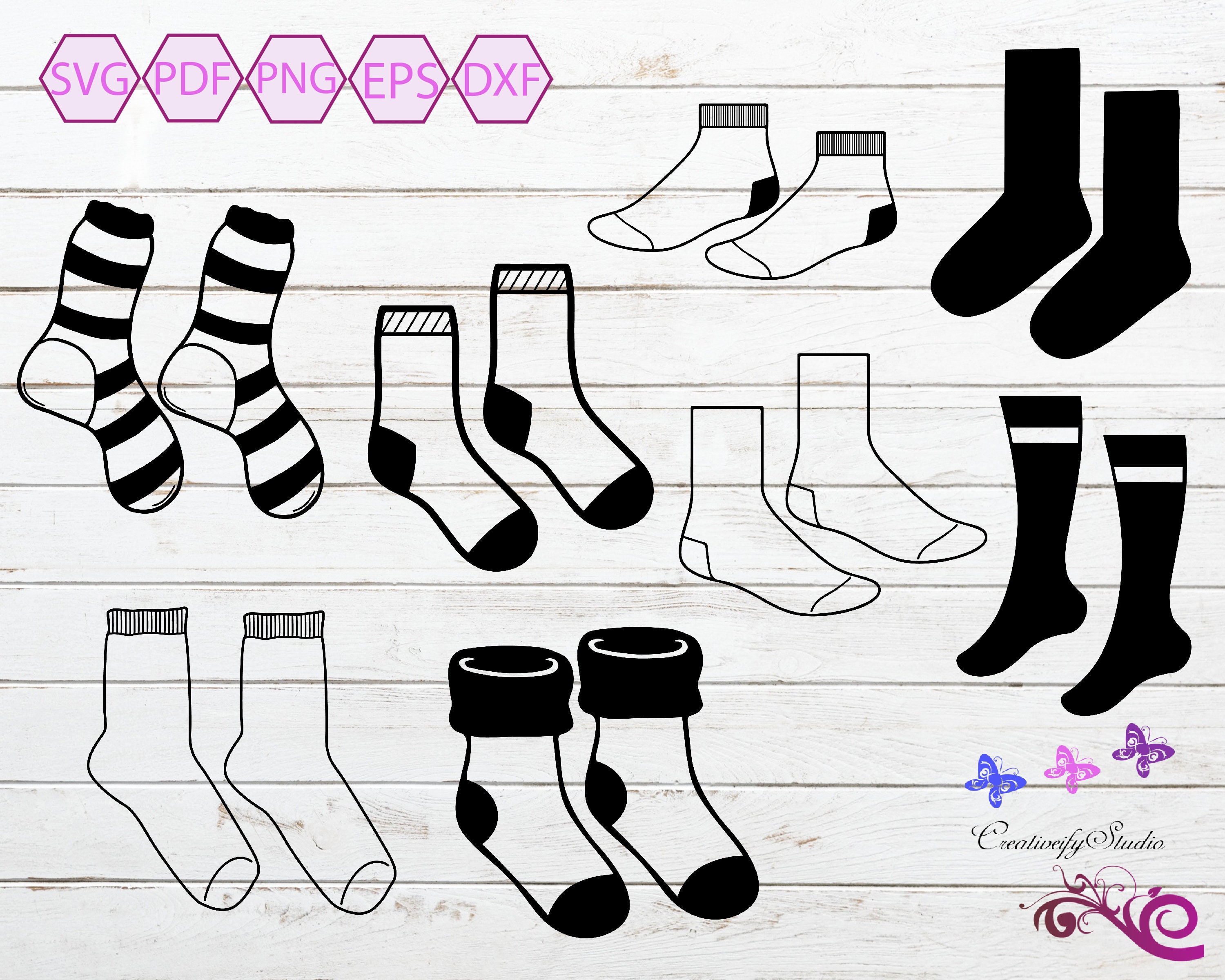 Socks Svg Sock Bundle Sock Silhouette Socks Clipart Warm Etsy