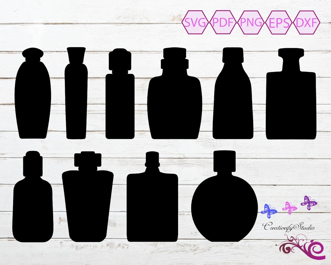 Glass Bottles SVG, Bottle Bundle, Perfume Bottle, Bottle Silhouette ...