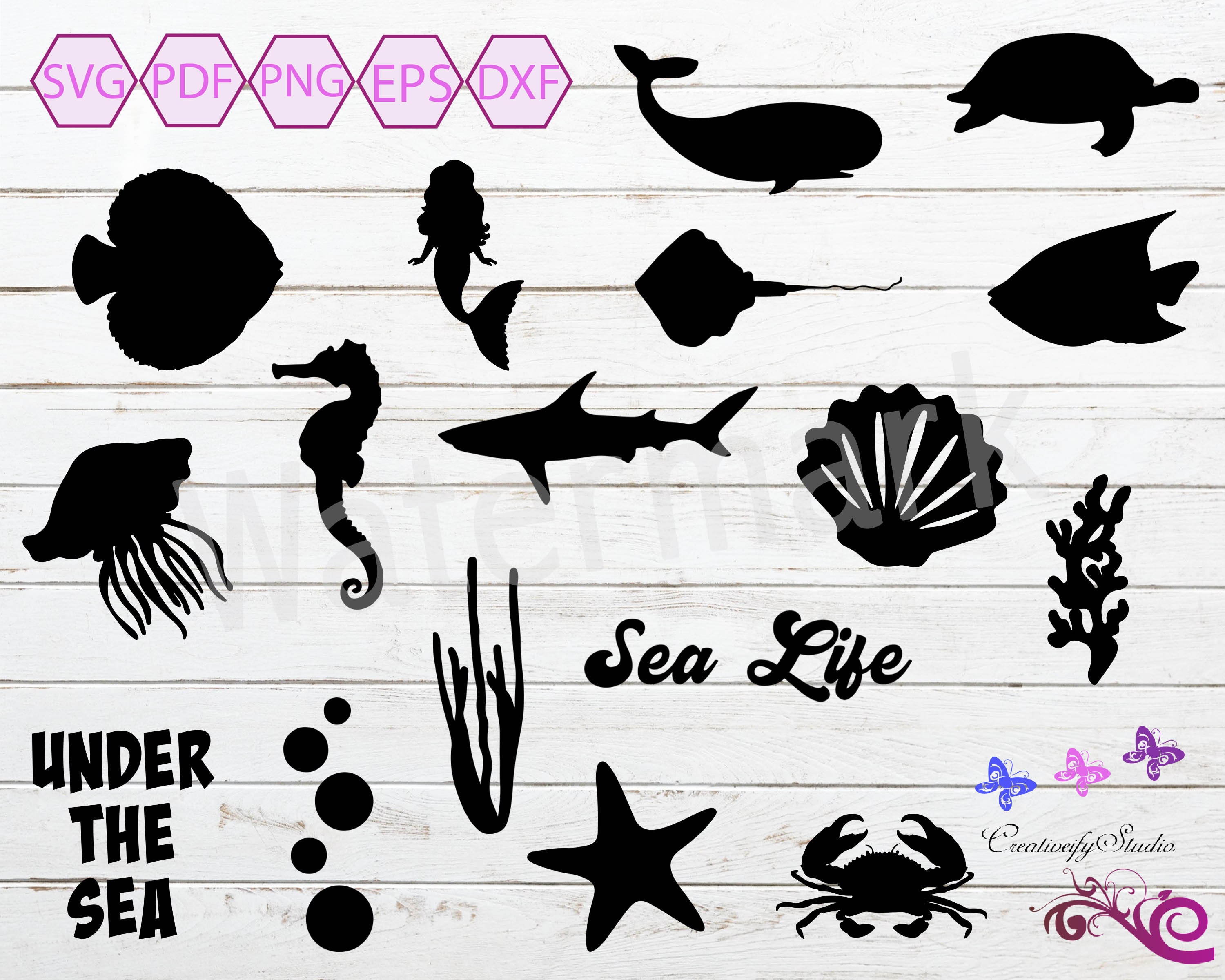 Underwater Sea Life SVG Fish SVG Mermaid Image Ocean Life | Etsy