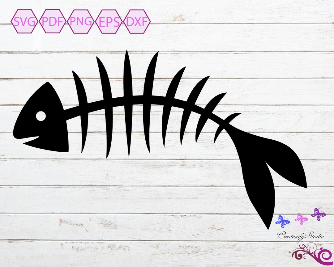 Fish Bones SVG, Fish Skeleton, Dead Fish, Fish Skull, Fishing SVG ...