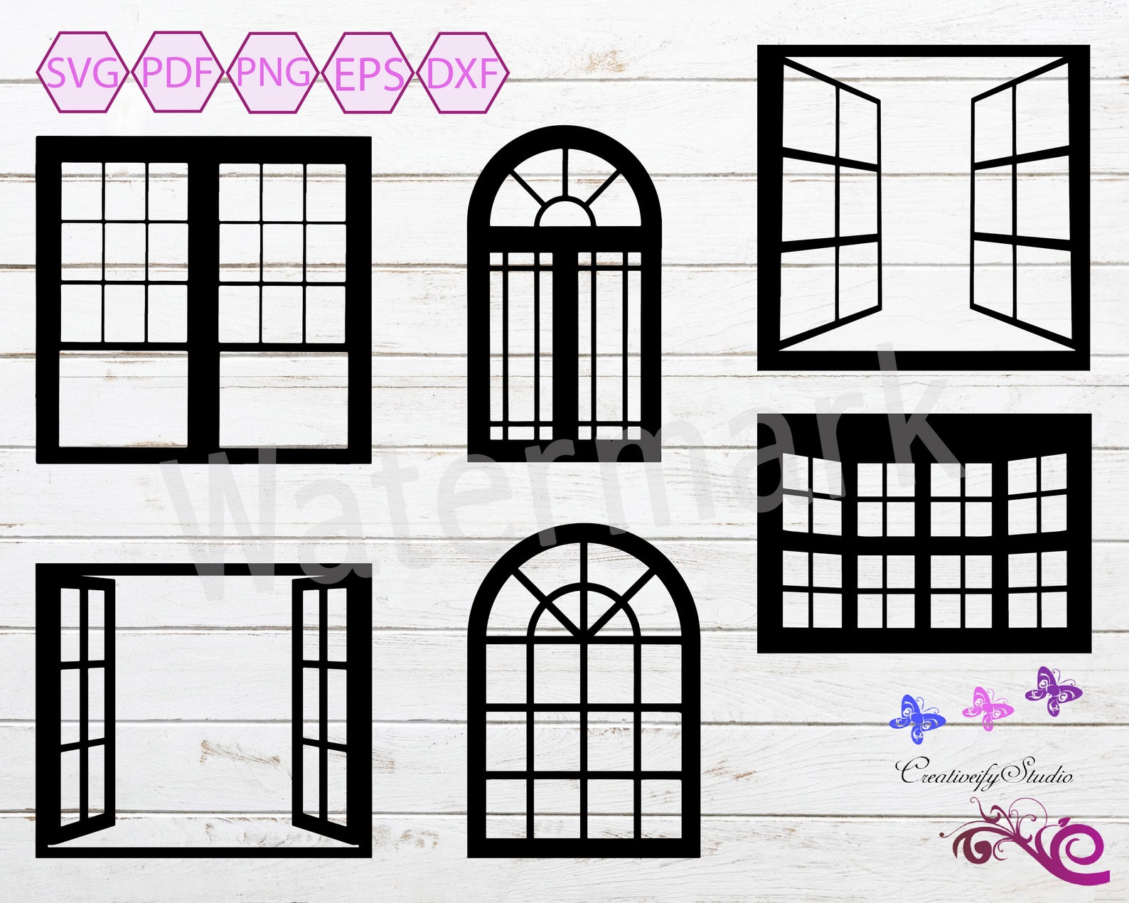 Window Clipart SVG Window Designs Window Frame Open Window | Etsy