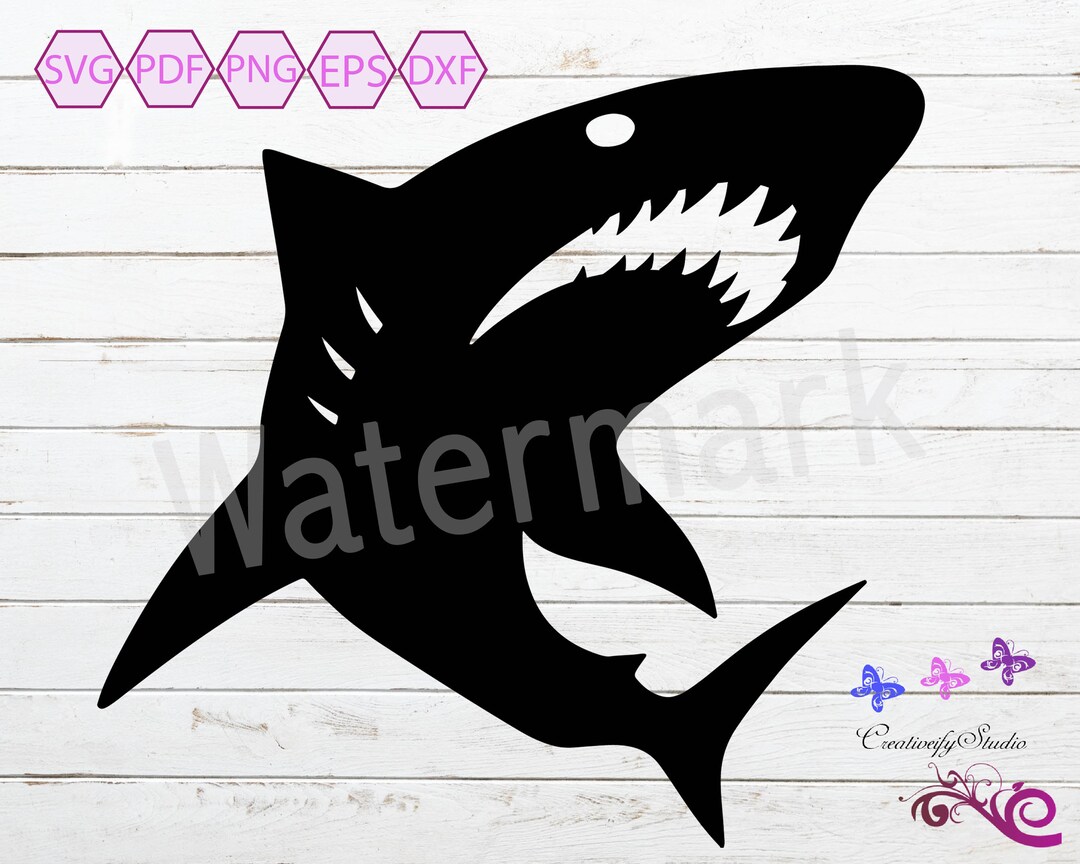 Shark SVG, Fish Cut File, Underwater SVG, Shark Vector, Shark Stencil ...