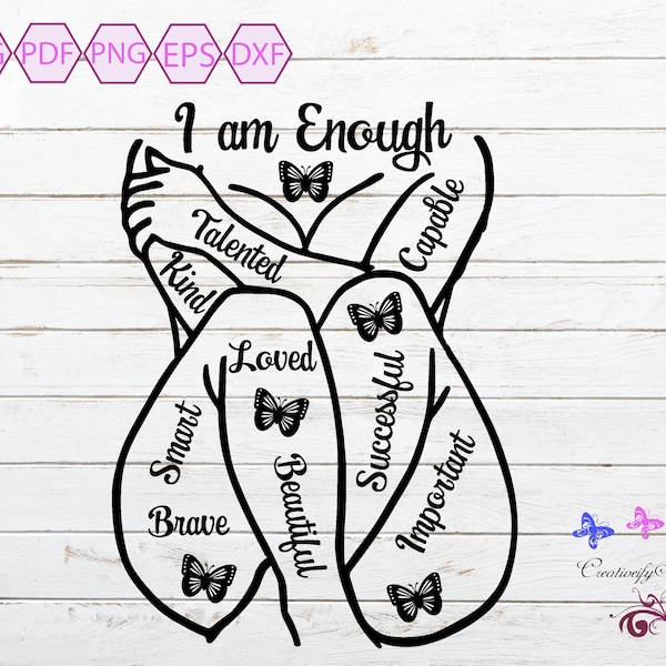 I Am Enough Body Template - Etsy