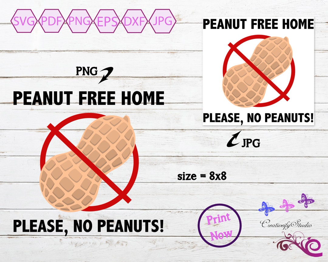 Peanut Free Home, Peanut Allergy, No Peanuts, EpiPen SVG, Allergy ...