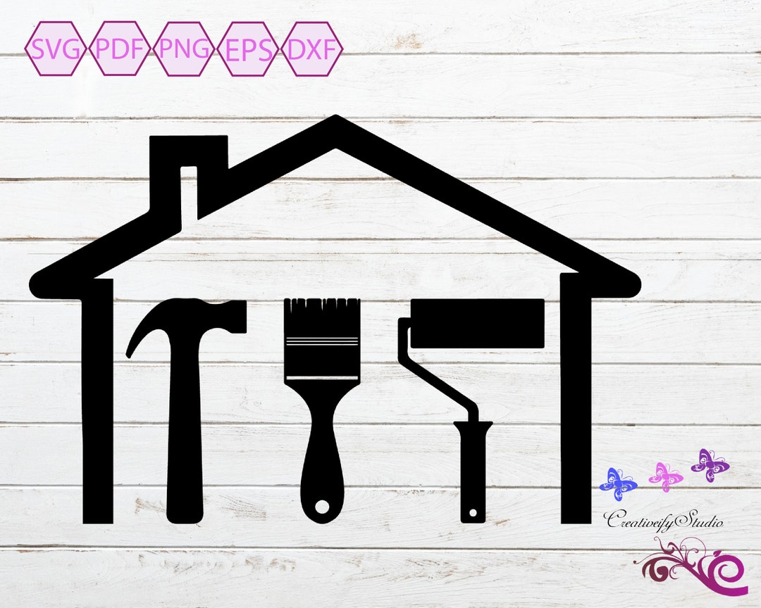 Repair Tools SVG, House Frame, Handyman Clipart, House and Repair Tools ...