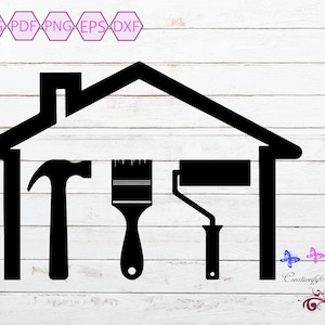 Repair Tools SVG, House Frame, Handyman Clipart, House and Repair Tools ...
